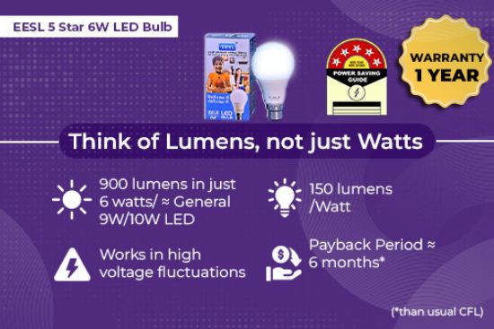 EESLMart India. LED Bulbs-5 Star 6 Watt